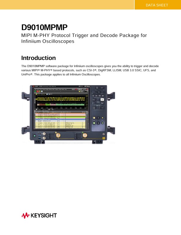 D9110MPMP MIPI M-PHY Protocol Trigger and Decode Package PDF Asset Page | Keysight